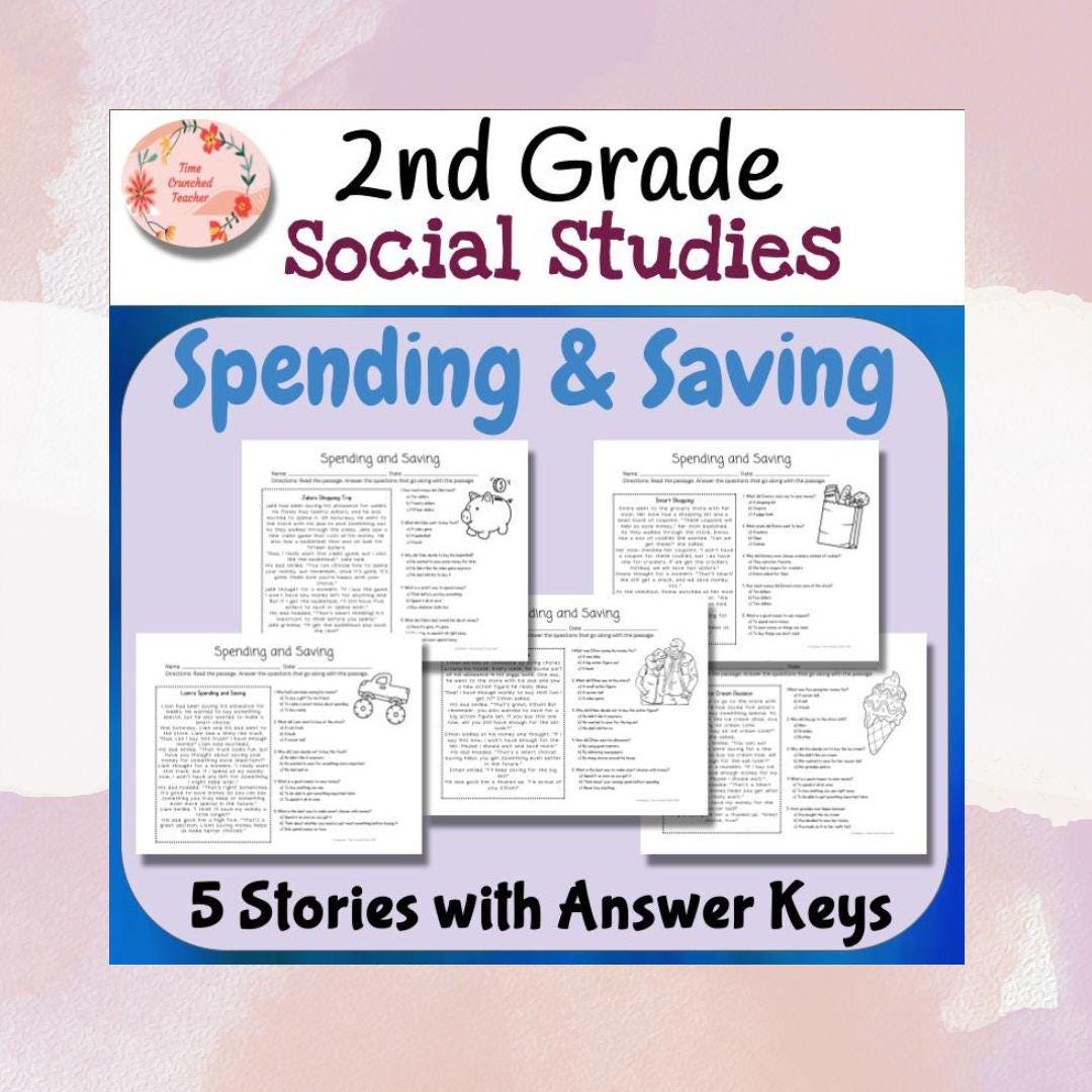 Printable 2nd Grade Social Studies: Spending and Saving | Reading ...