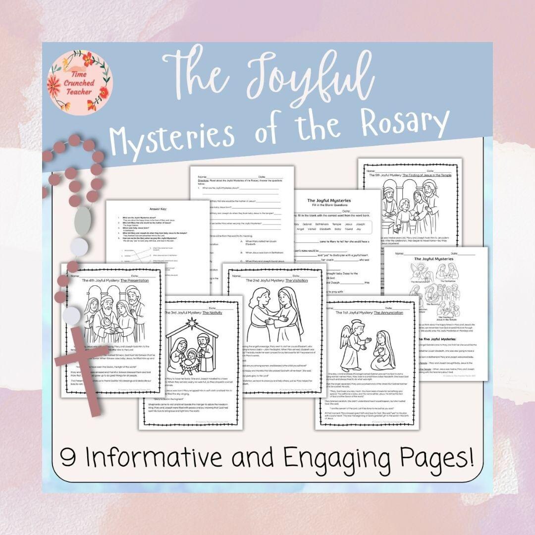 Printable Catholic School Worksheets | the Joyful Mysteries of the ...