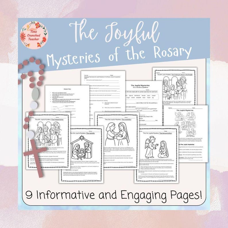 Printable Catholic School Worksheets | the Joyful Mysteries of the ...