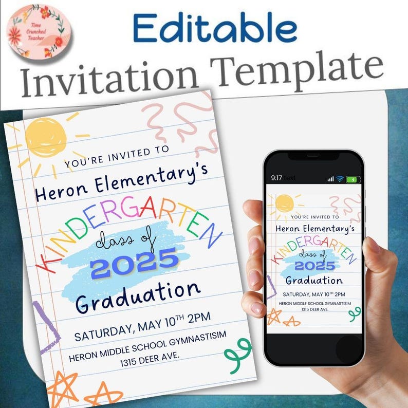Printable Graduation Invitation | Kindergarten Graduation | Editable ...