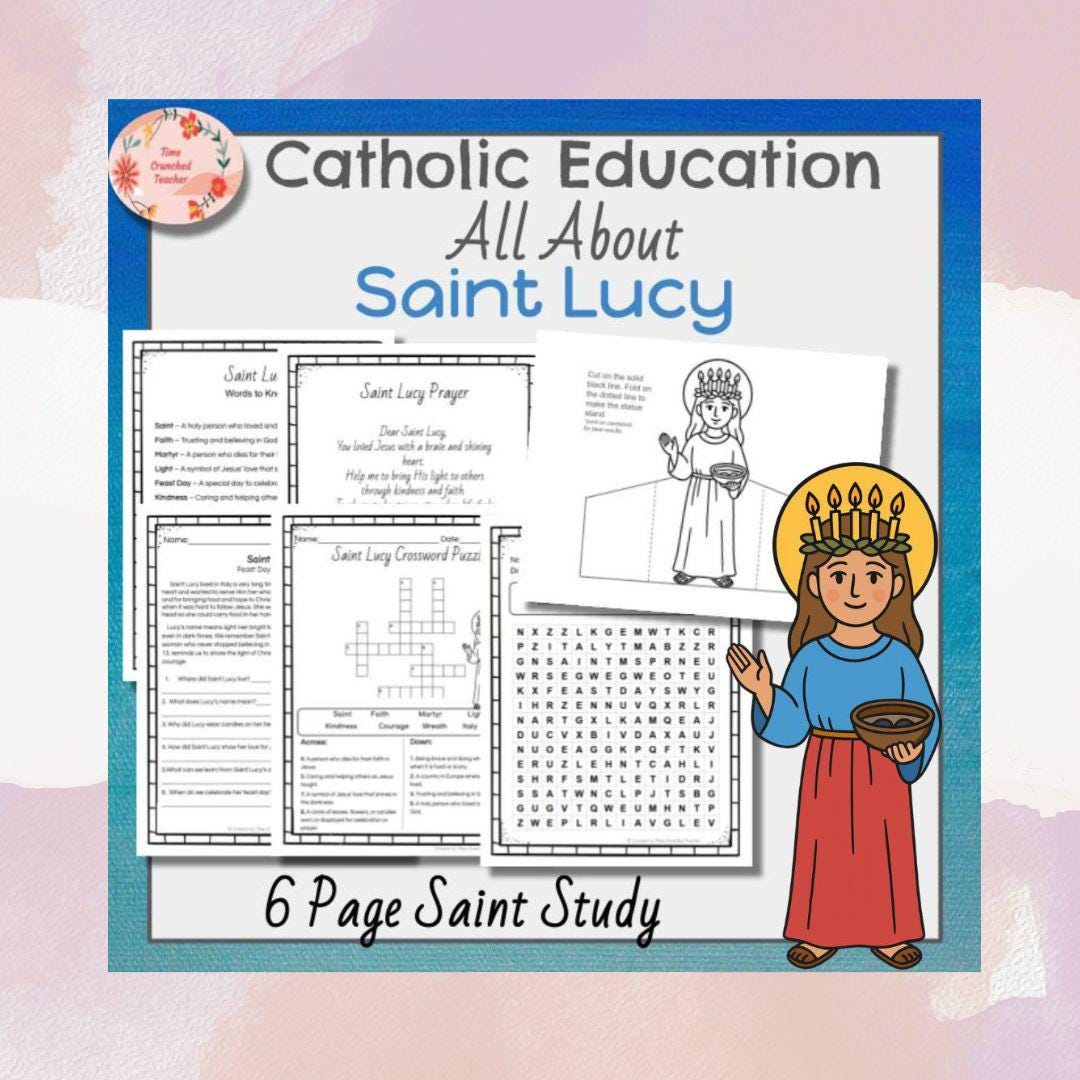 Printable Saint Lucy Unit | Saint Study | Catholic School | Sunday ...