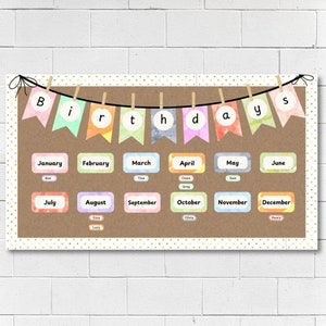 Printable Happy Birthday Bulletin Board Set | Classroom Birthday Board ...