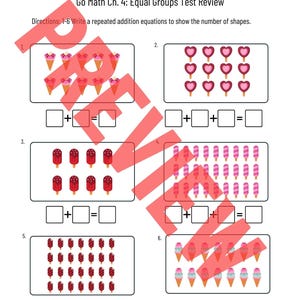 Printable 2nd Grade Go Math Ch. 4 : Equal Groups | Math Practice Test ...