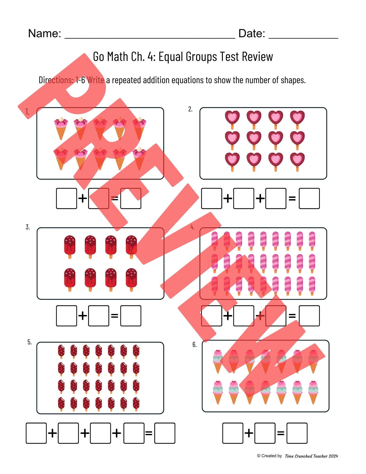 Printable 2nd Grade Go Math Ch. 4 : Equal Groups | Math Practice Test ...