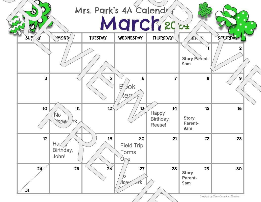 Printable March Calendar | March 2024 Calendar | Customizable Calendar ...