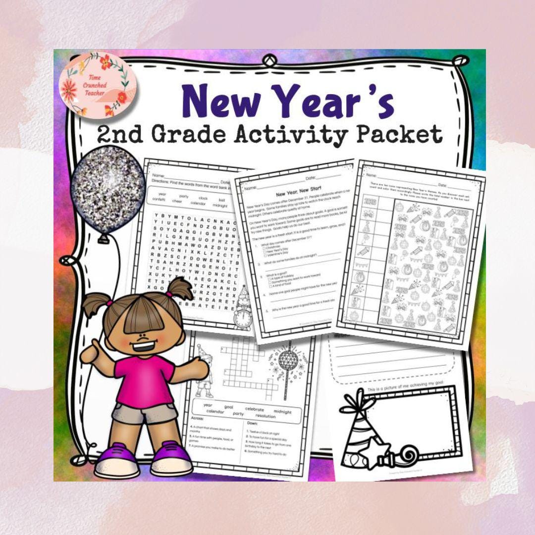 New Year’s Activities for 2nd Grade | January Worksheets | No Prep ...