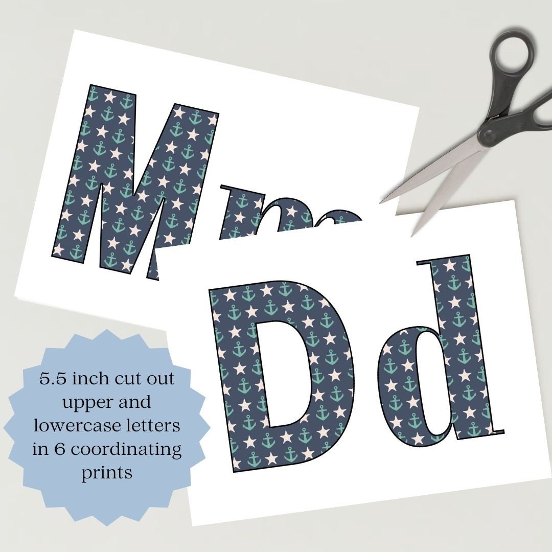 Printable Bulletin Board Lettering | Nautical Bulletin Board | Nautical ...