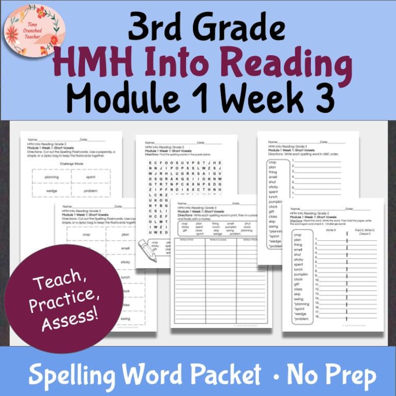 3rd Grade Spelling Worksheets | HMH Into Reading, Module 1 Week 3 ...