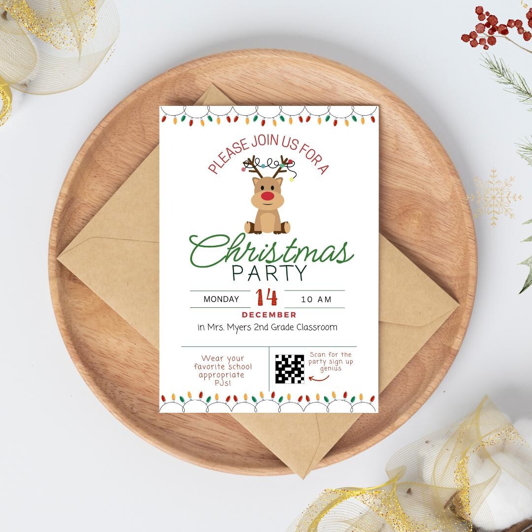 Printable Christmas Party Invitation Holiday Party Invitation Template ...