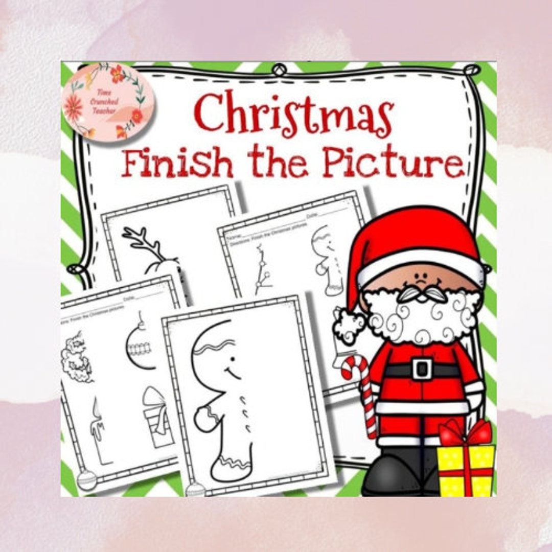 Christmas Finish the Picture Art Activity and Math Center No Prep Print ...