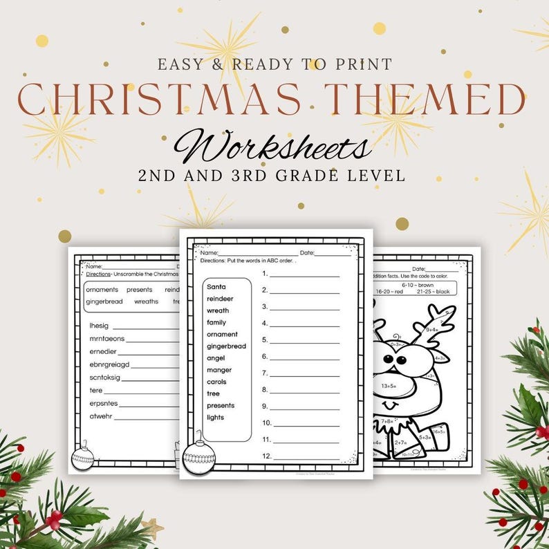 Printable Christmas Themed Activity Packet for Kids | Christmas Math ...