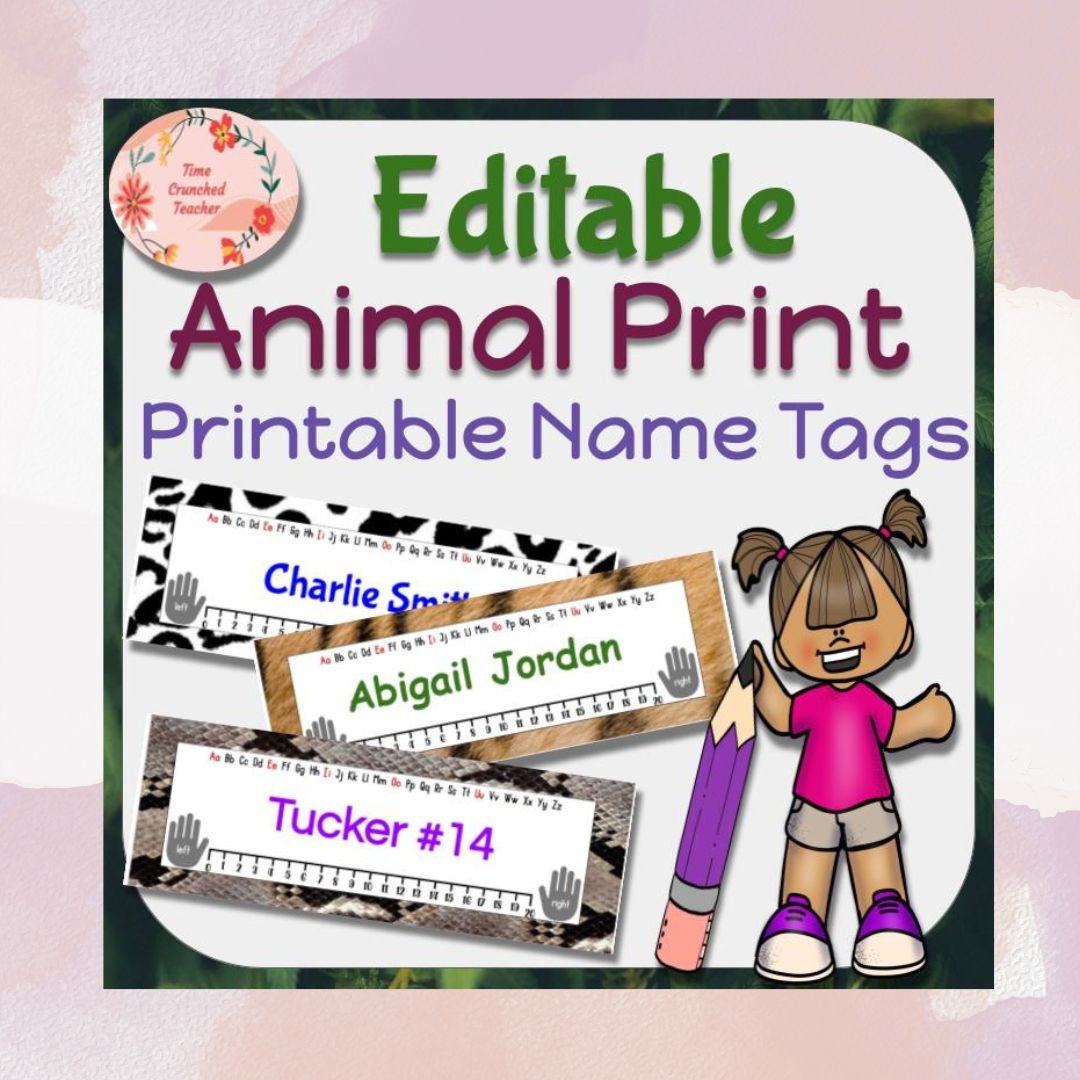 Printable Animal Print Student Name Tags | Printable Safari Theme ...