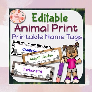 Printable Animal Print Student Name Tags | Printable Safari Theme ...