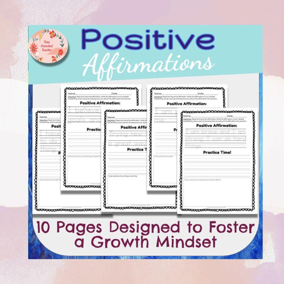 Positive Affirmations Activity Pack | 10 Pages to Encourage A Growth ...