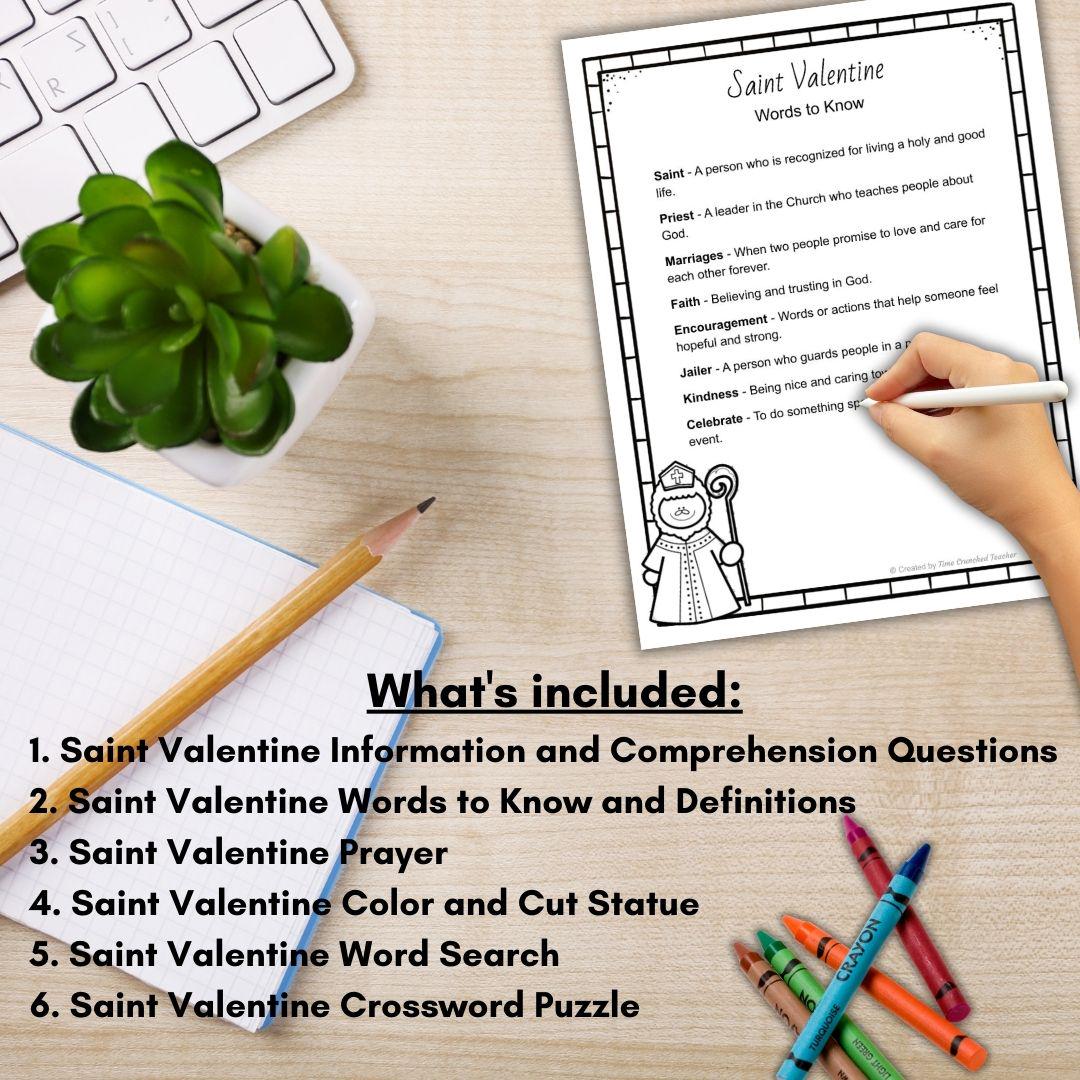 Printable Saint Valentine Unit | 6 Pages of No Prep St. Valentine ...