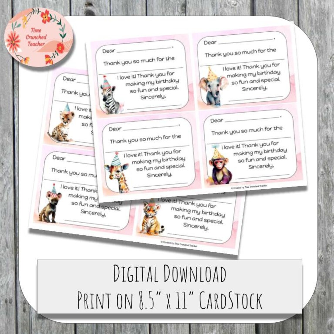 Safari Birthday Thank You Cards | Fill in the Blank (printable) - Etsy
