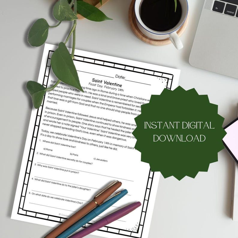 Printable Saint Valentine Unit | 6 Pages of No Prep St. Valentine ...