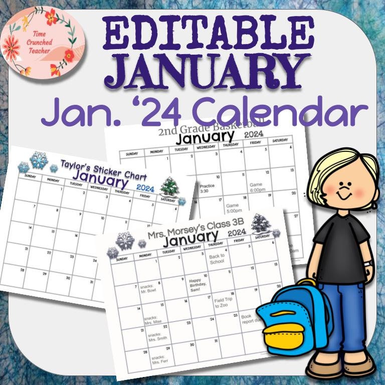 Editable January 2024 Calendar: Personalize and Print! - Etsy