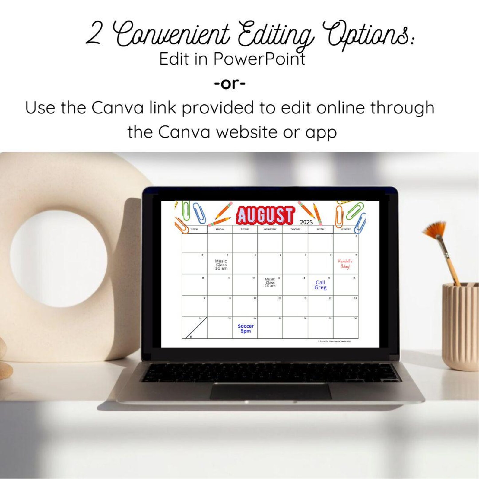 Printable 2025 Calendar Template | Editable 12 Month Calendar: January ...