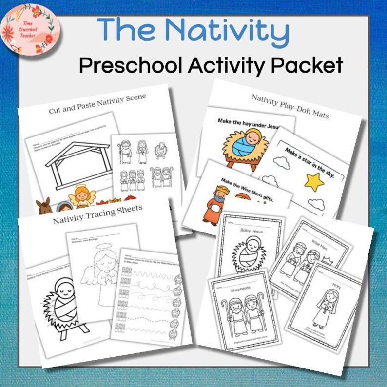 Printable Nativity Preschool Activity Pack | 19 Pages of Nativity ...