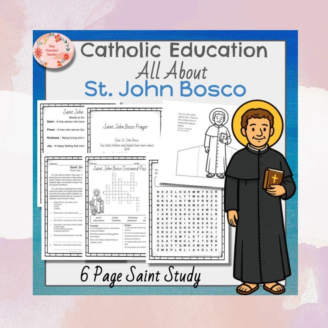 St. John Bosco Activity Pack | Catholic 2nd Grade (digital Download) - Etsy