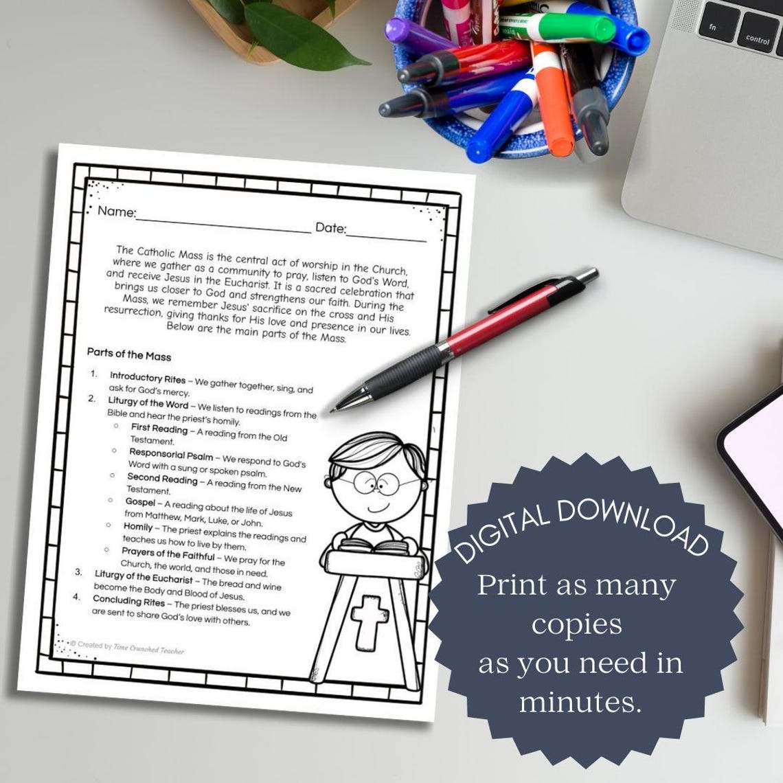 Printable Catholic Order of the Mass Activity Packet for Kids ...