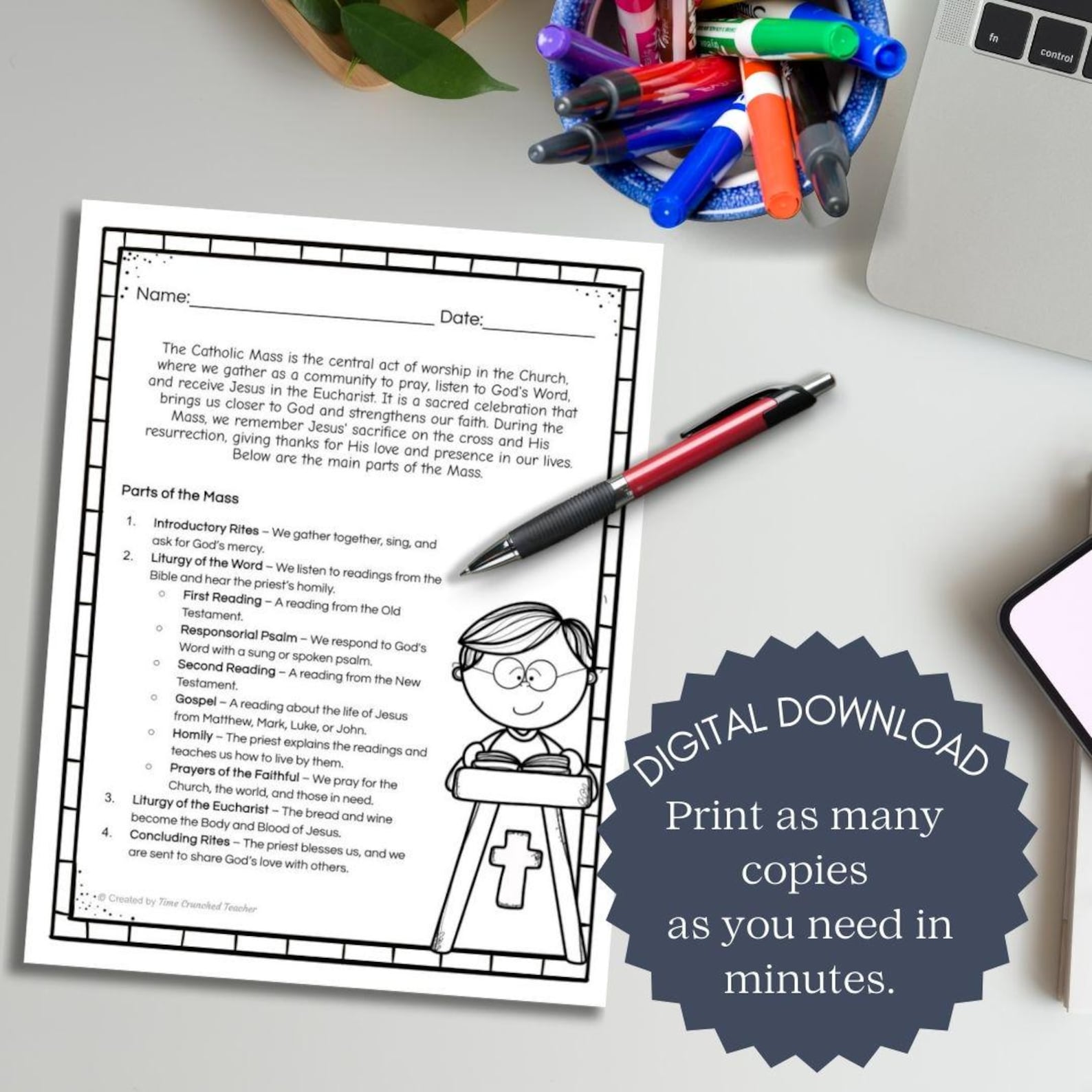 Printable Catholic Order of the Mass Activity Packet for Kids ...