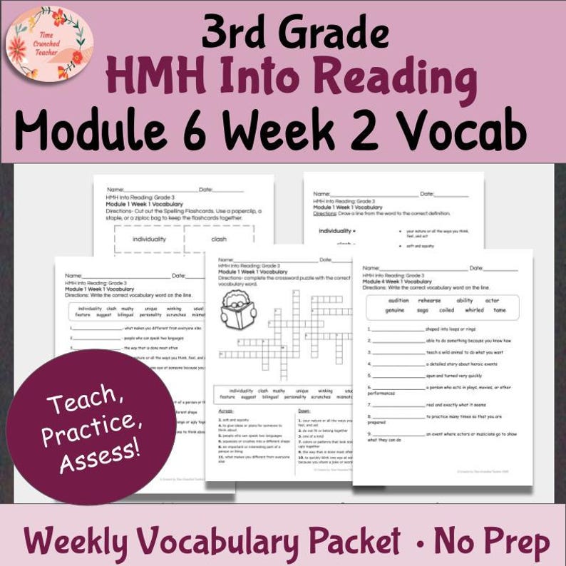 3rd Grade HMH Into Reading Vocabulary Worksheets | Module 6 Week 2 ...
