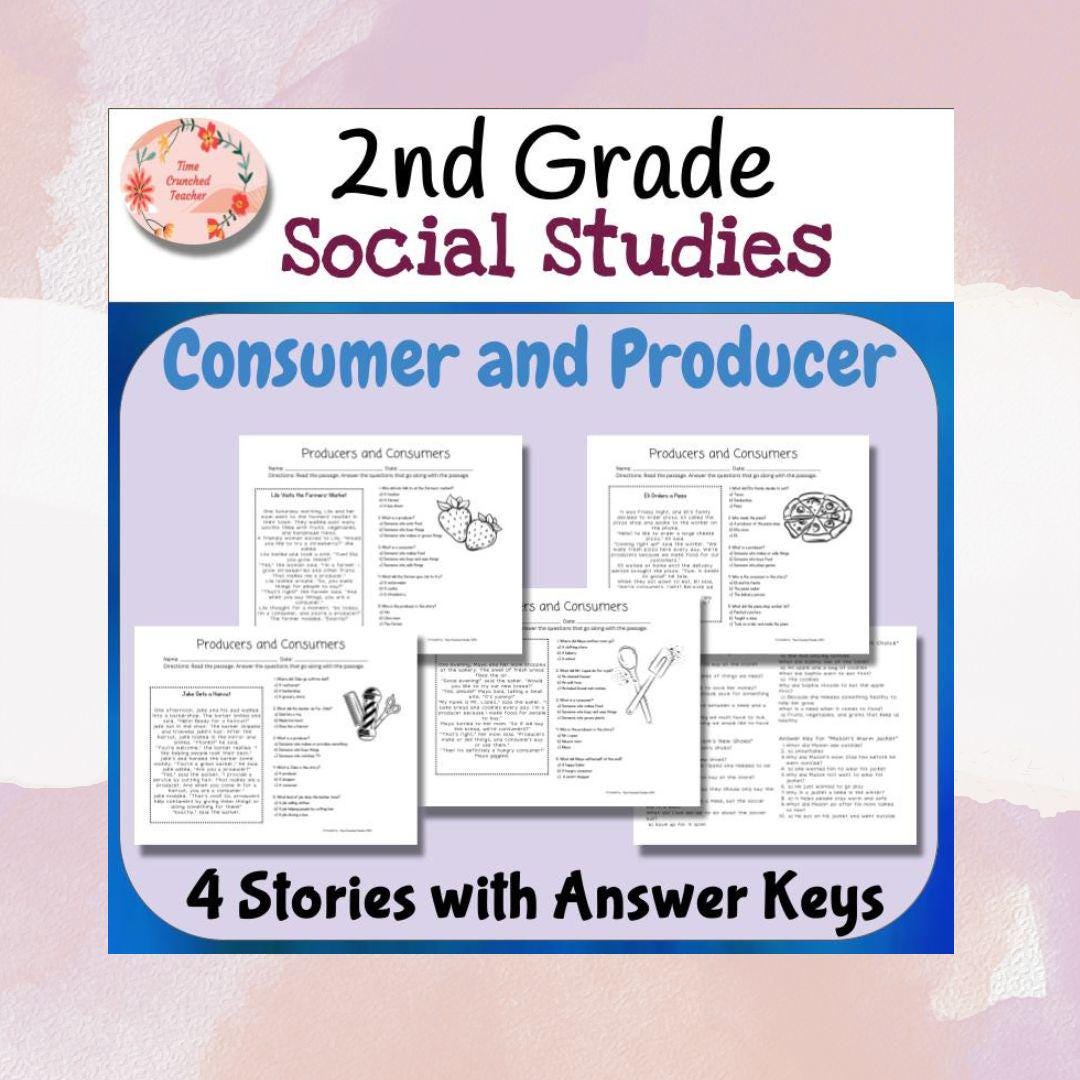 Printable 2nd Grade Social Studies: Producers and Consumers | Reading ...