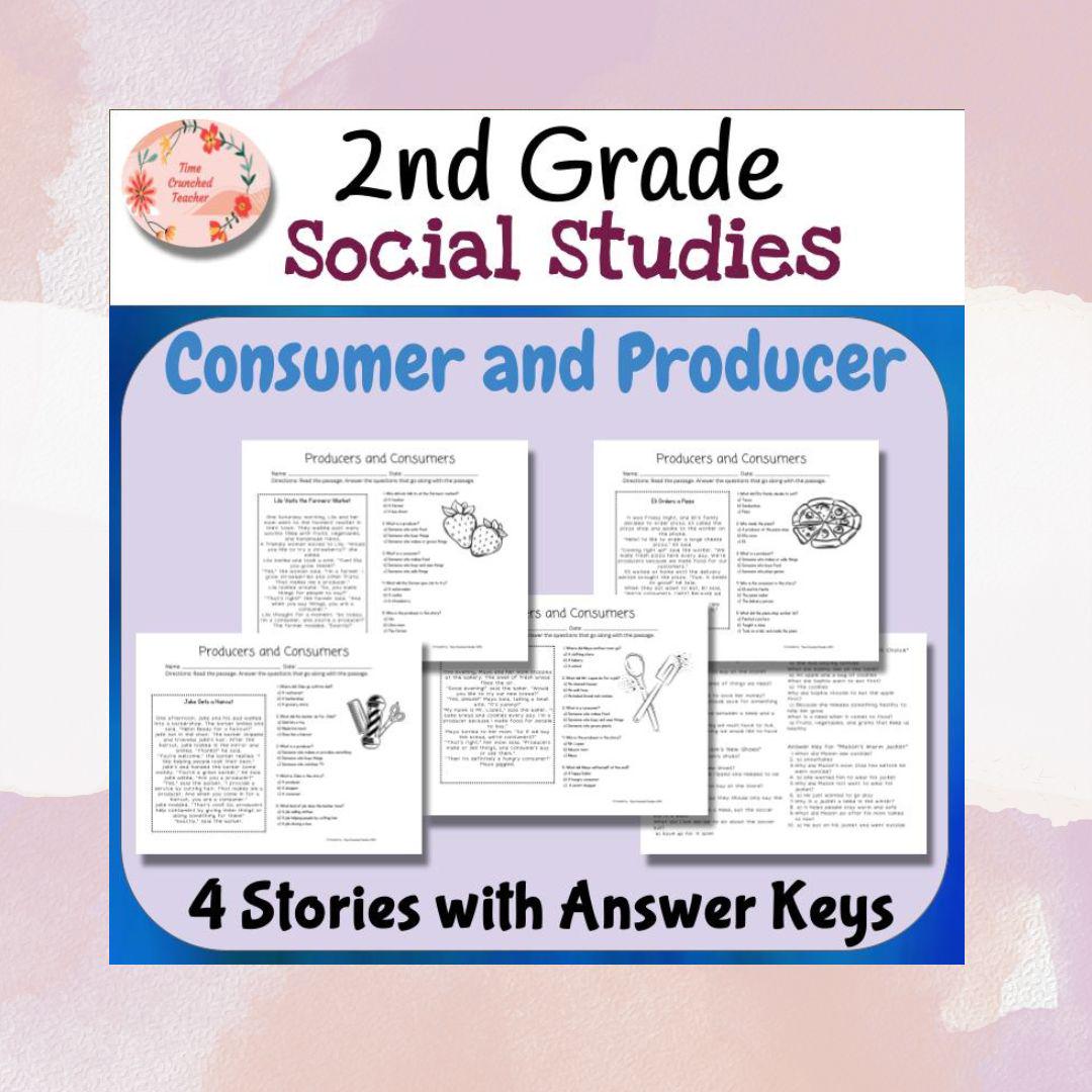Printable 2nd Grade Social Studies: Producers and Consumers | Reading ...