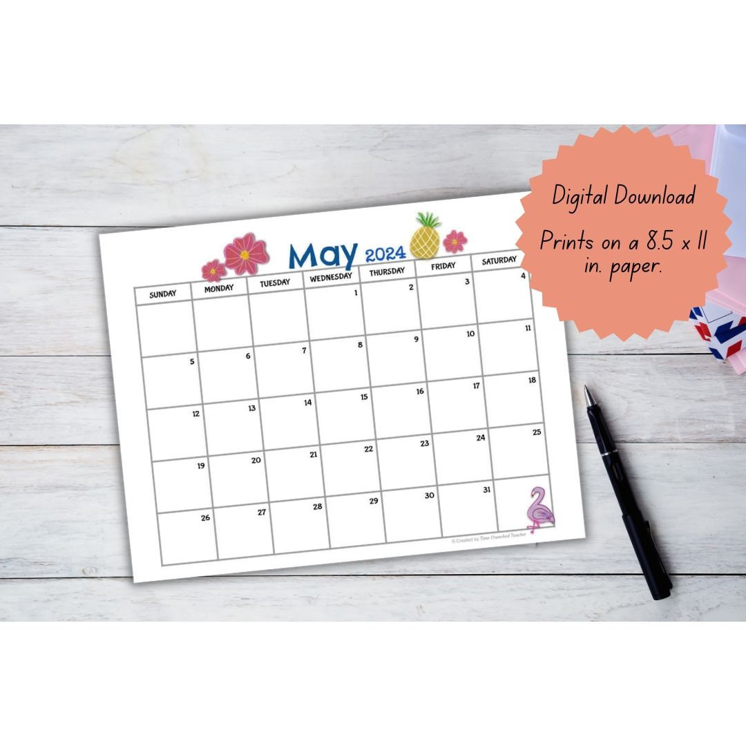 Printable May Calendar | May 2024 Calendar | Customizable Calendar ...