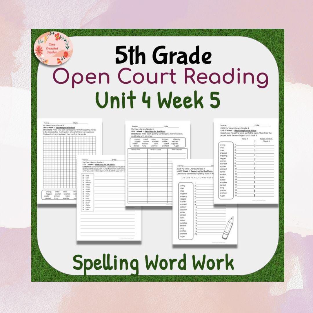 5th Grade Spelling Worksheets | Open Court Reading Unit 4 Week 5 ...