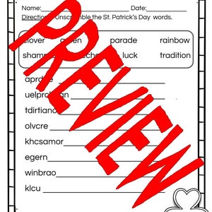 Saint Patrick's Day Themed Activity and Puzzle Packet- No Prep! - Etsy