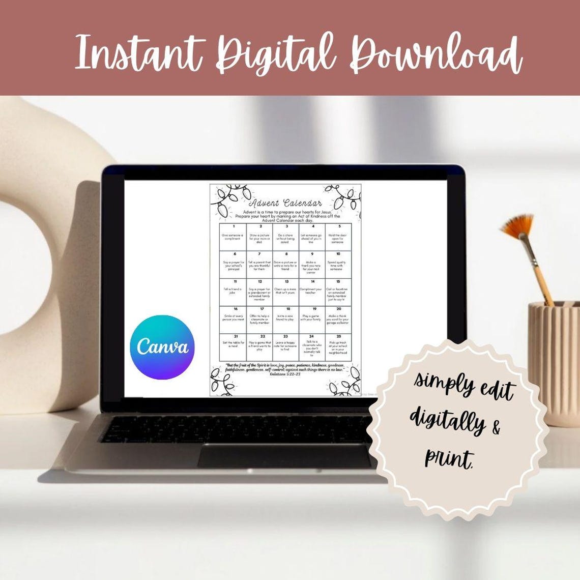 Printable Advent Calendar for Kids | Acts of Kindness Advent Calendar ...