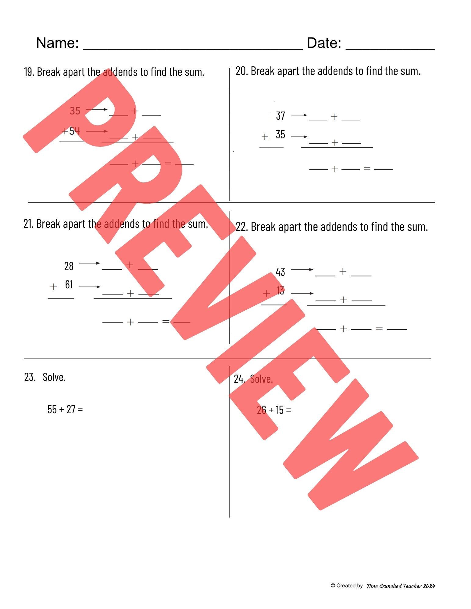 Printable 2nd Grade Go Math Ch. 5: Two Digit Addition | Math Practice ...