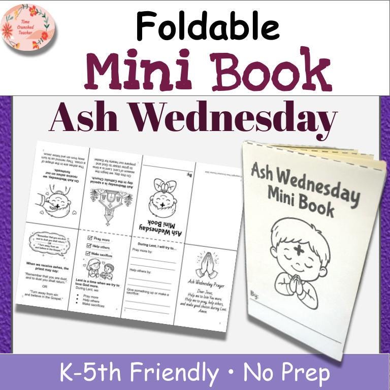 Printable Ash Wednesday Mini Book | Lent Activity for Kids | Kids Craft ...