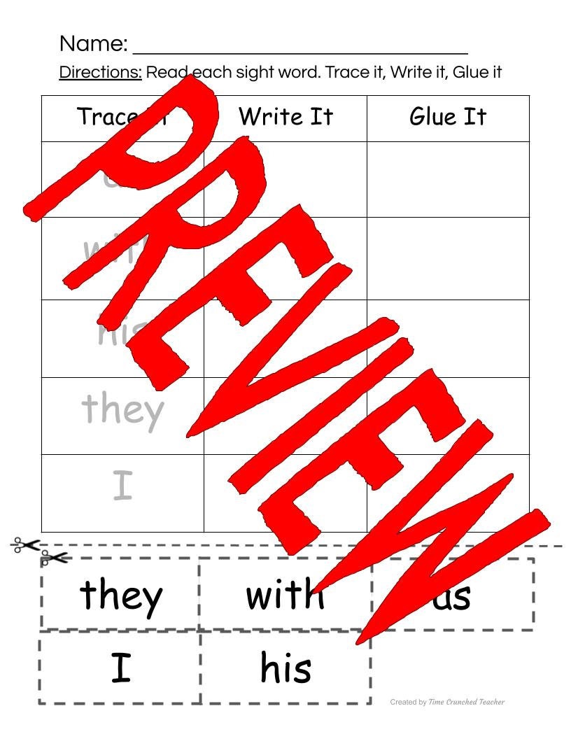 Kindergarten Sight Word Practice | Fry's Words 16-20 (printable) - Etsy