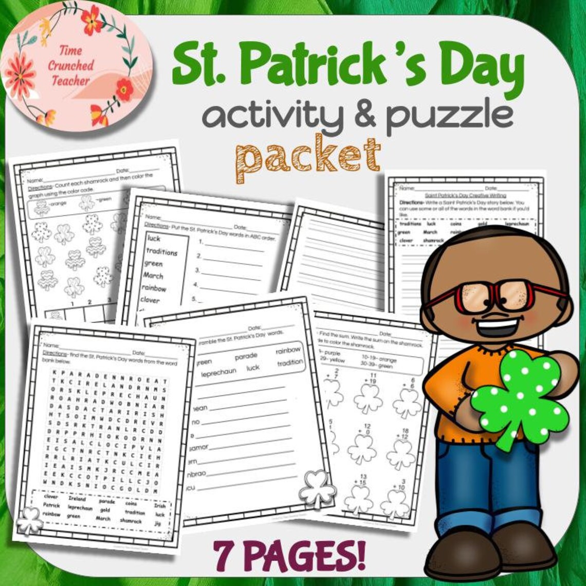 Saint Patrick's Day Themed Activity and Puzzle Packet- No Prep! - Etsy