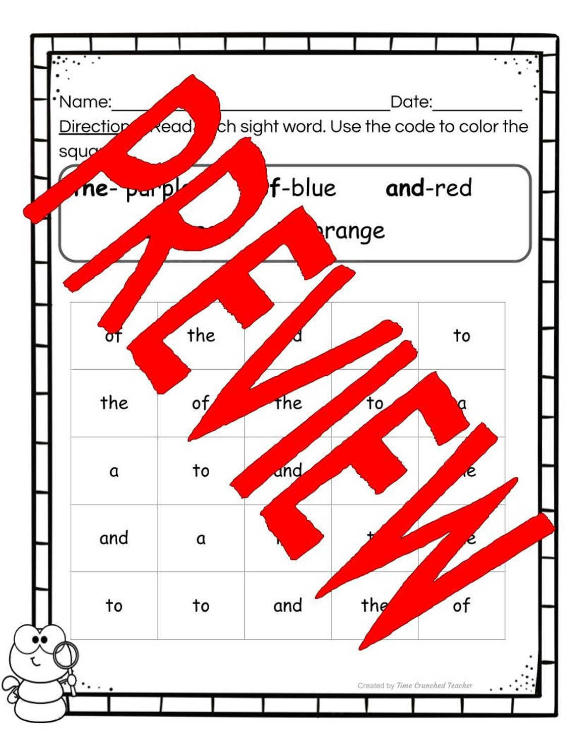 Kindergarten Sight Words | Fry's Words 1-5 | Printable Sight Word ...