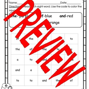 Kindergarten Sight Words | Fry's Words 1-5 | Printable Sight Word ...