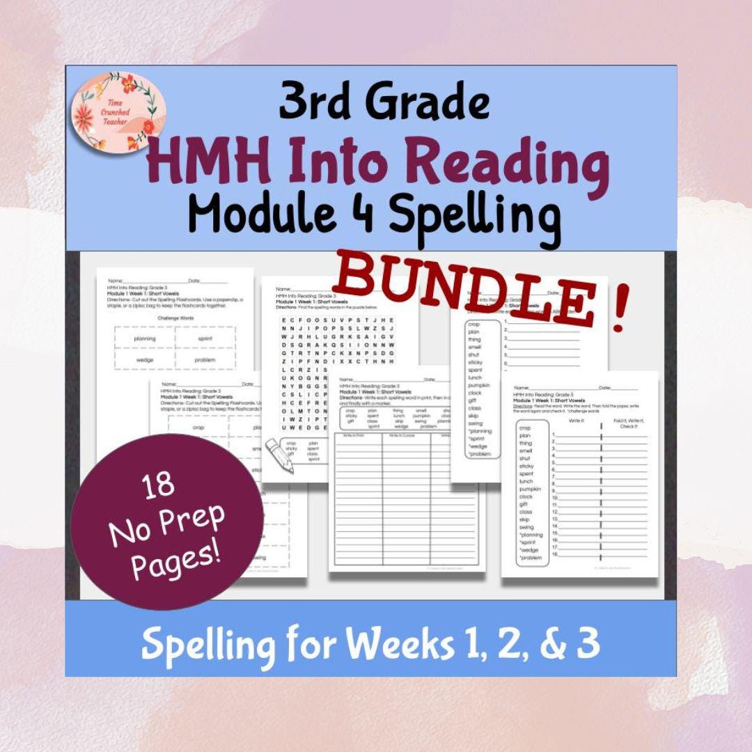 Printable 3rd Grade Spelling Worksheets BUNDLE | HMH Into Reading ...