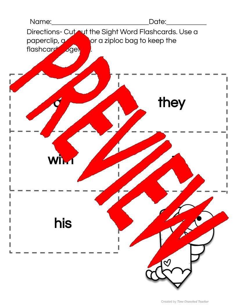 Kindergarten Sight Words | Fry's Sight Words 16-20 | Printable Sight ...