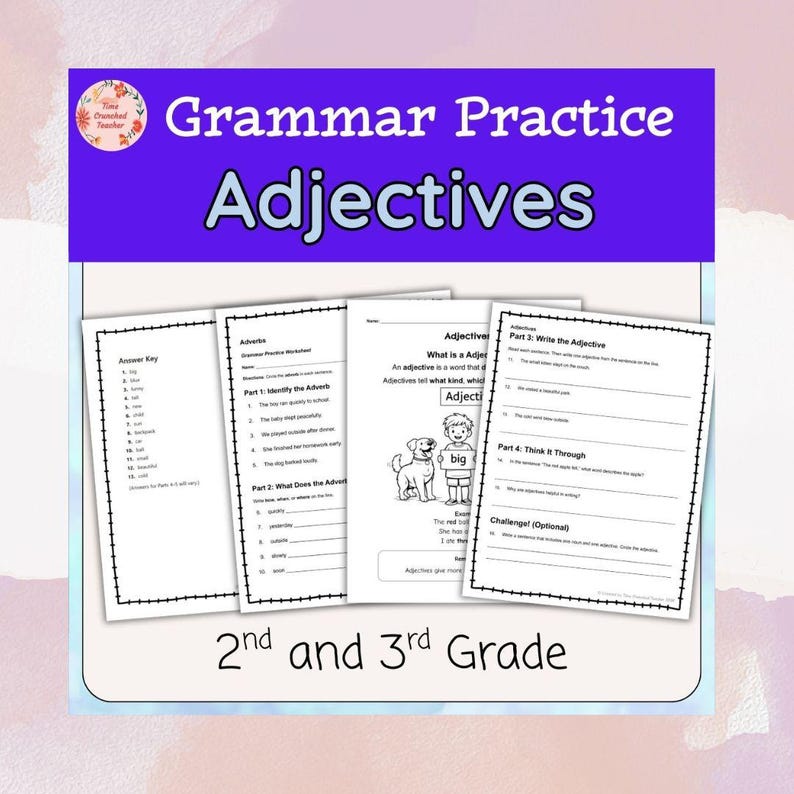 Fiches d'exercices sur les adjectifs 2e et 3e années | Grammaire ...