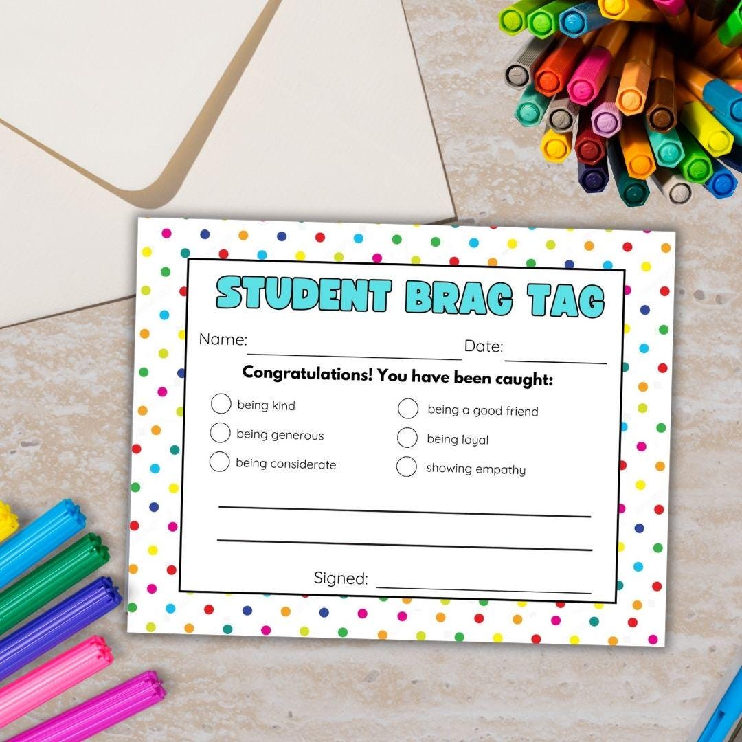 Printable Fill in the Blank Brag Tags | Teacher Notecards | Happy Note ...