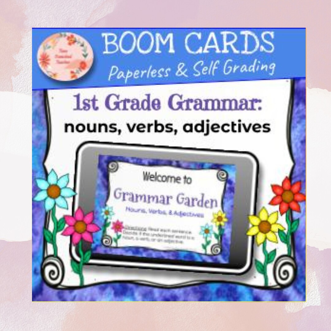 1st Grade Grammar | Verbs, Nouns, & Adjectives | Digital Boom Cards ...
