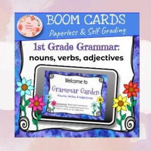 1st Grade Grammar | Verbs, Nouns, & Adjectives | Digital Boom Cards ...