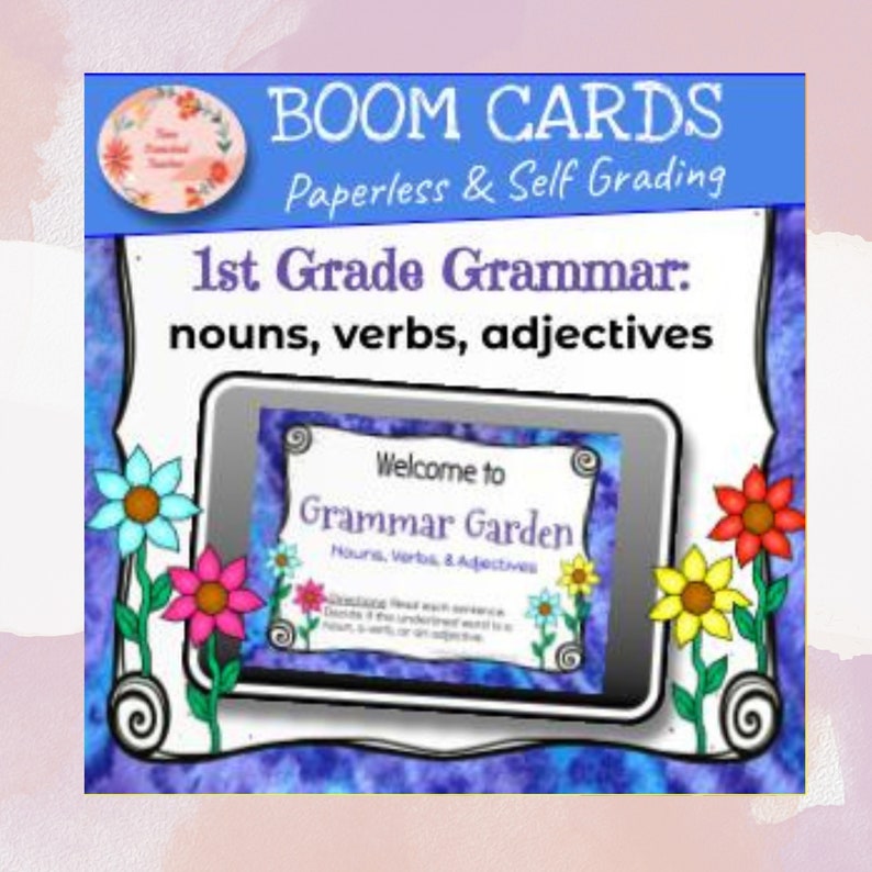1st Grade Grammar | Verbs, Nouns, & Adjectives | Digital Boom Cards ...