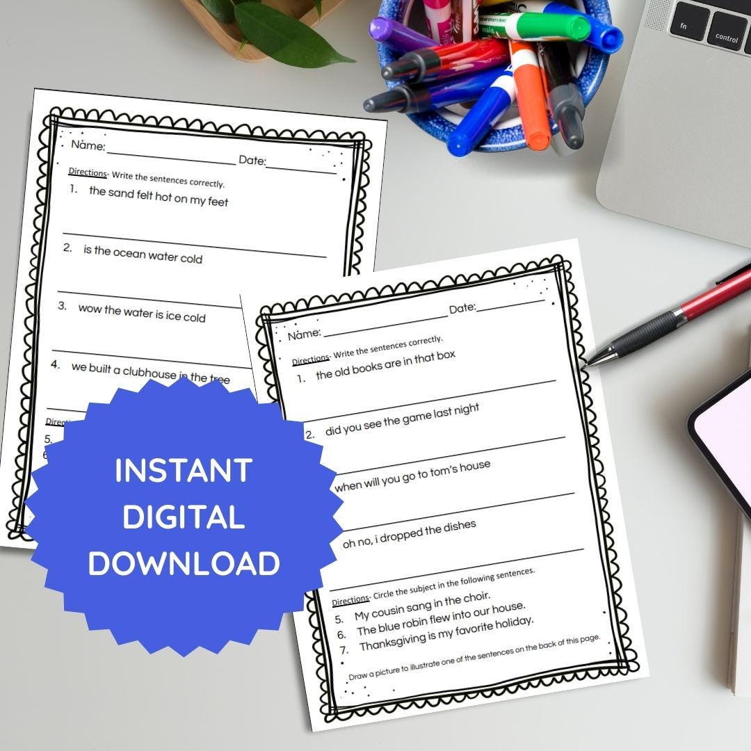 Daily Fix-it Grammar Worksheets Bundle | Grades 1-3 (printable PDF ...