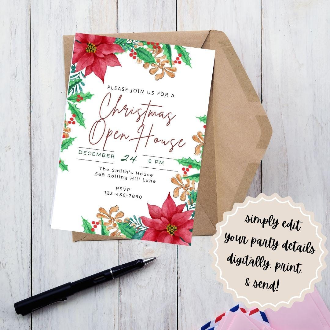 Printable Christmas Party Invitation Christmas Party Template Editable ...