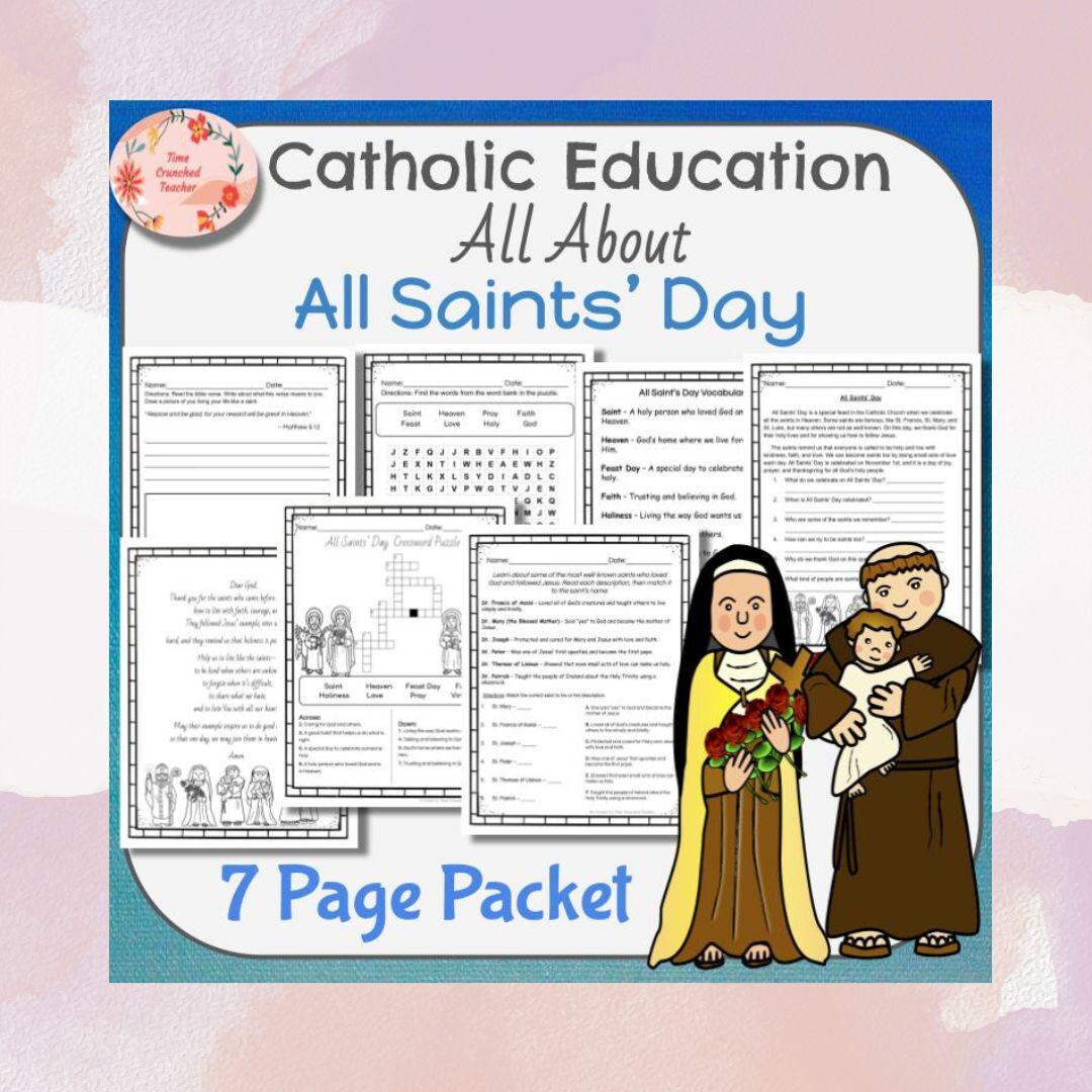 All Saints' Day Worksheet | Catholic 2nd Grade Activity (PDF) - Etsy
